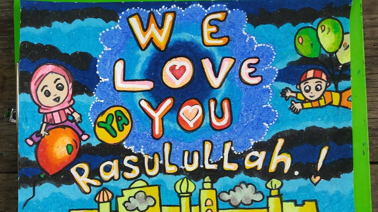 Cara Menggambar Poster MAULID NABI MUHAMMAD SAW 12 Rabiul Awal - YouTube
