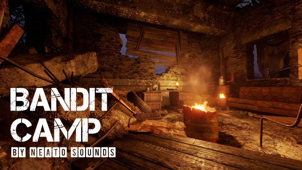 Apocalyptic Bandit Camp 🔥 Ambient crackling fire to Relax / Study to ...