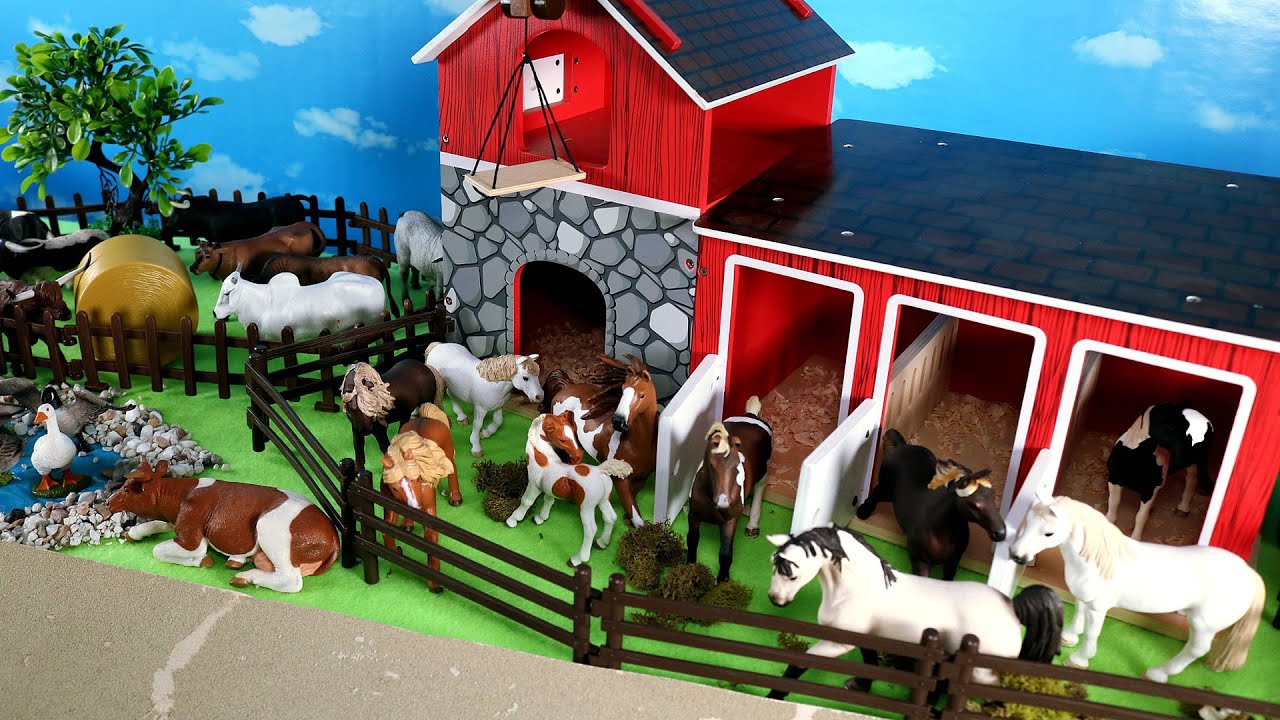 Farm Countryside Diorama - Cattle Horses Animal Figurines - YouTube