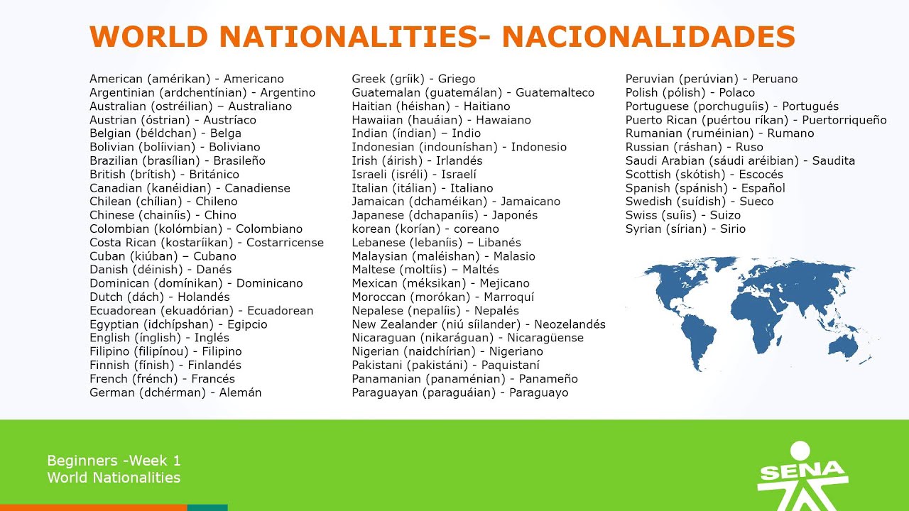 English Level 1 Beginners lesson 4 World Nationalities By Sena - YouTube