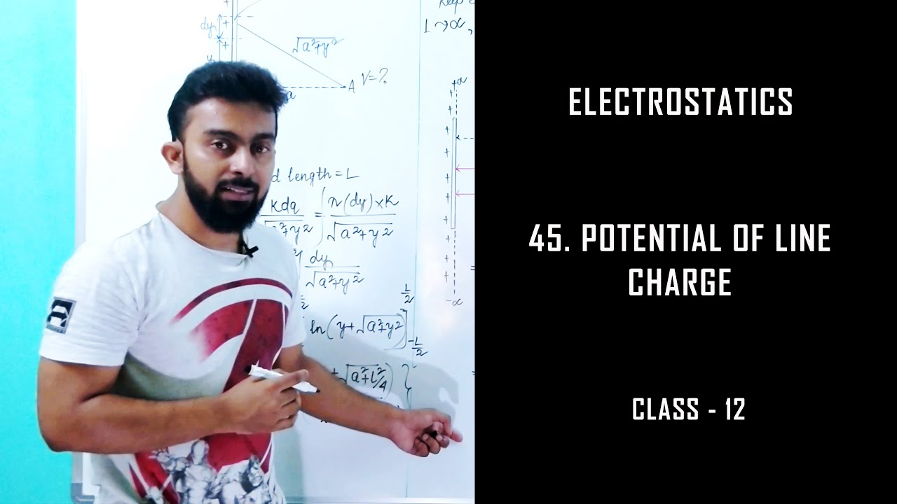 (45) Electric potential of a line charge - YouTube