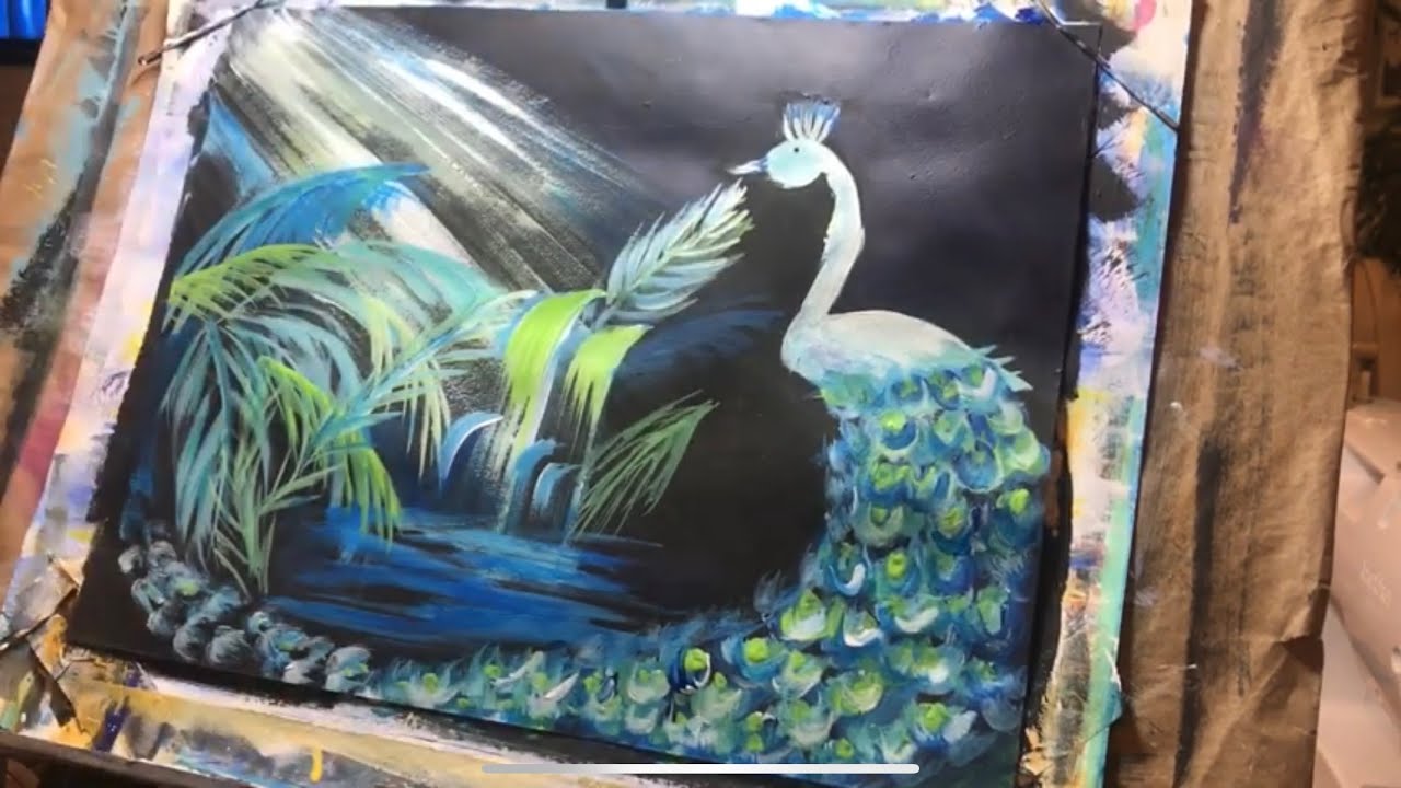 How to paint a PEACOCK by Joni Young Art follow along tutorial video ...