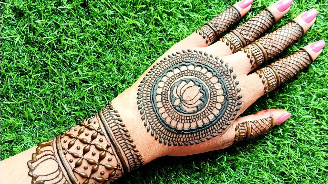 Lotus mehandi design simple back hand || back hand mehndi design 2025 ...