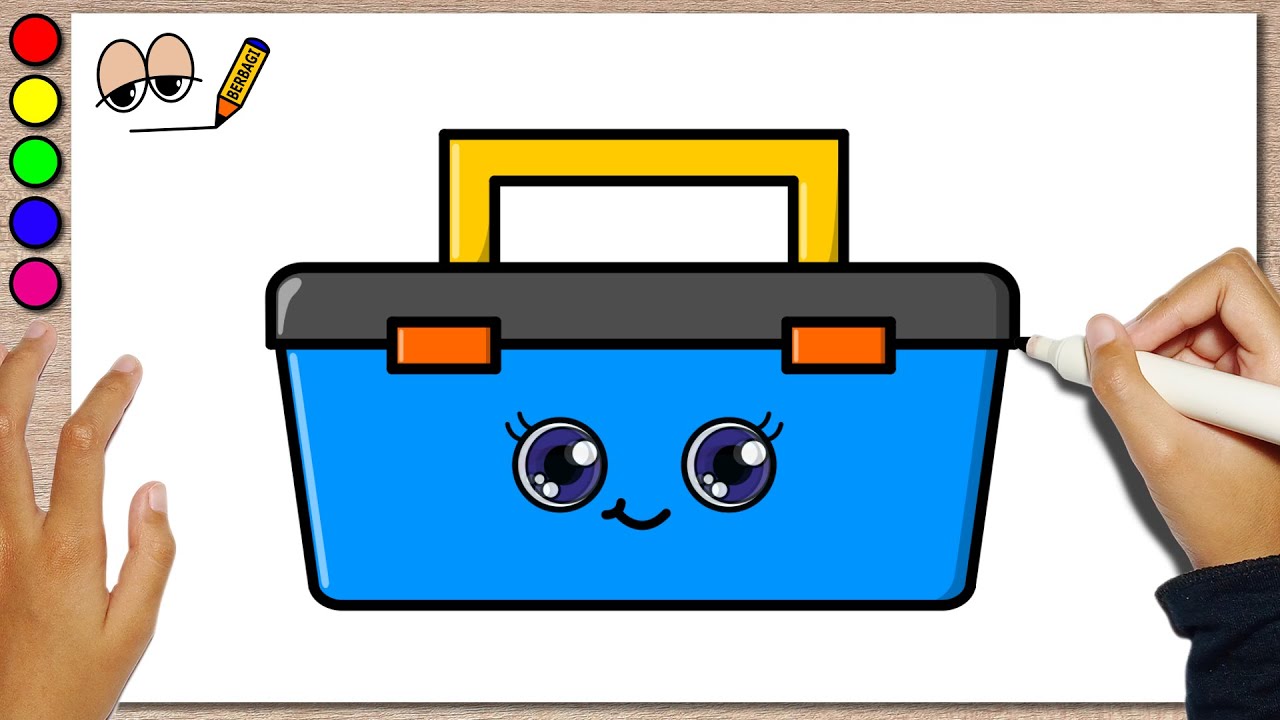 Drawing Tool Box Simply Step by Step - How to Draw Cute Tool Box for ...
