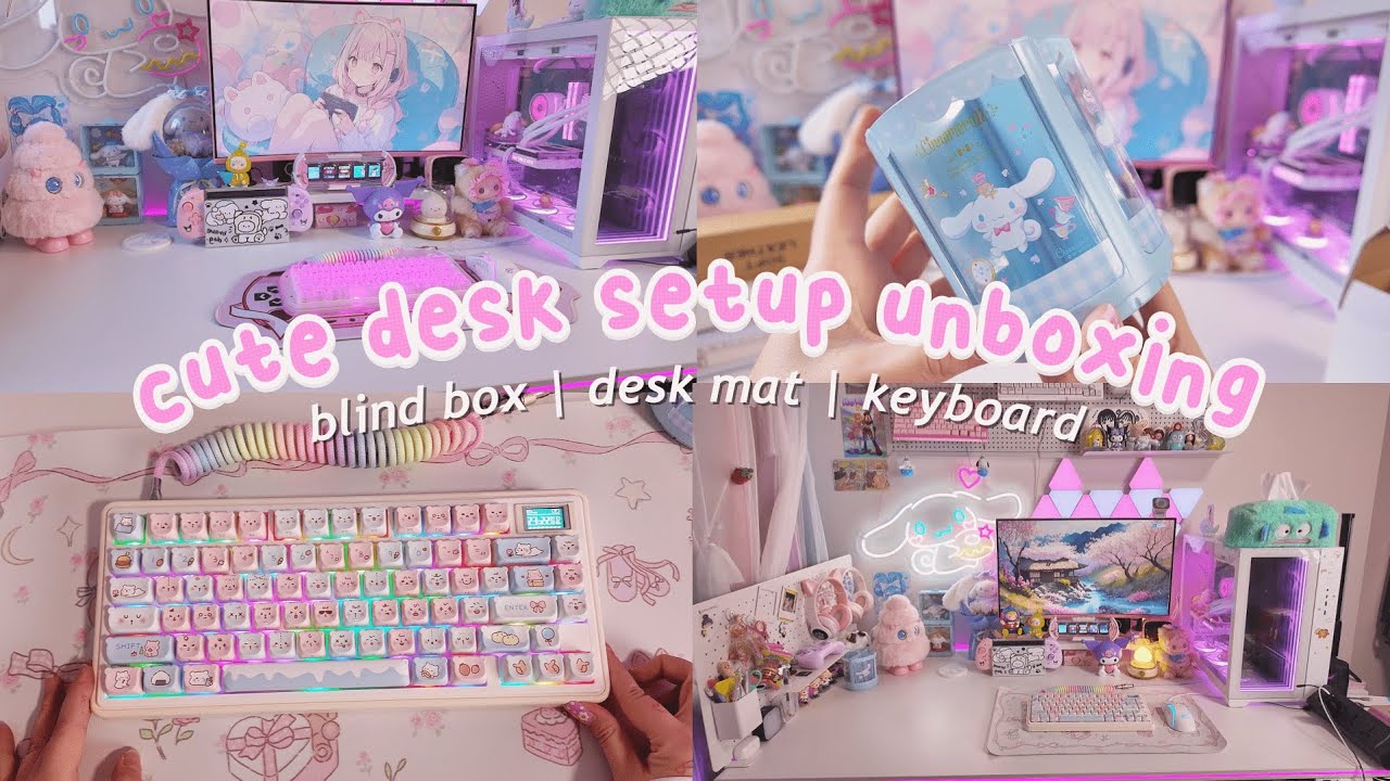 🎀 Unboxing CUTE desk setup haul: Blind Box, Desk Mat, and the Cutest ...