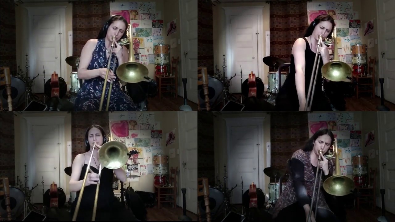 Reut Regev solo trombone quartet "Up in The Sky" - YouTube
