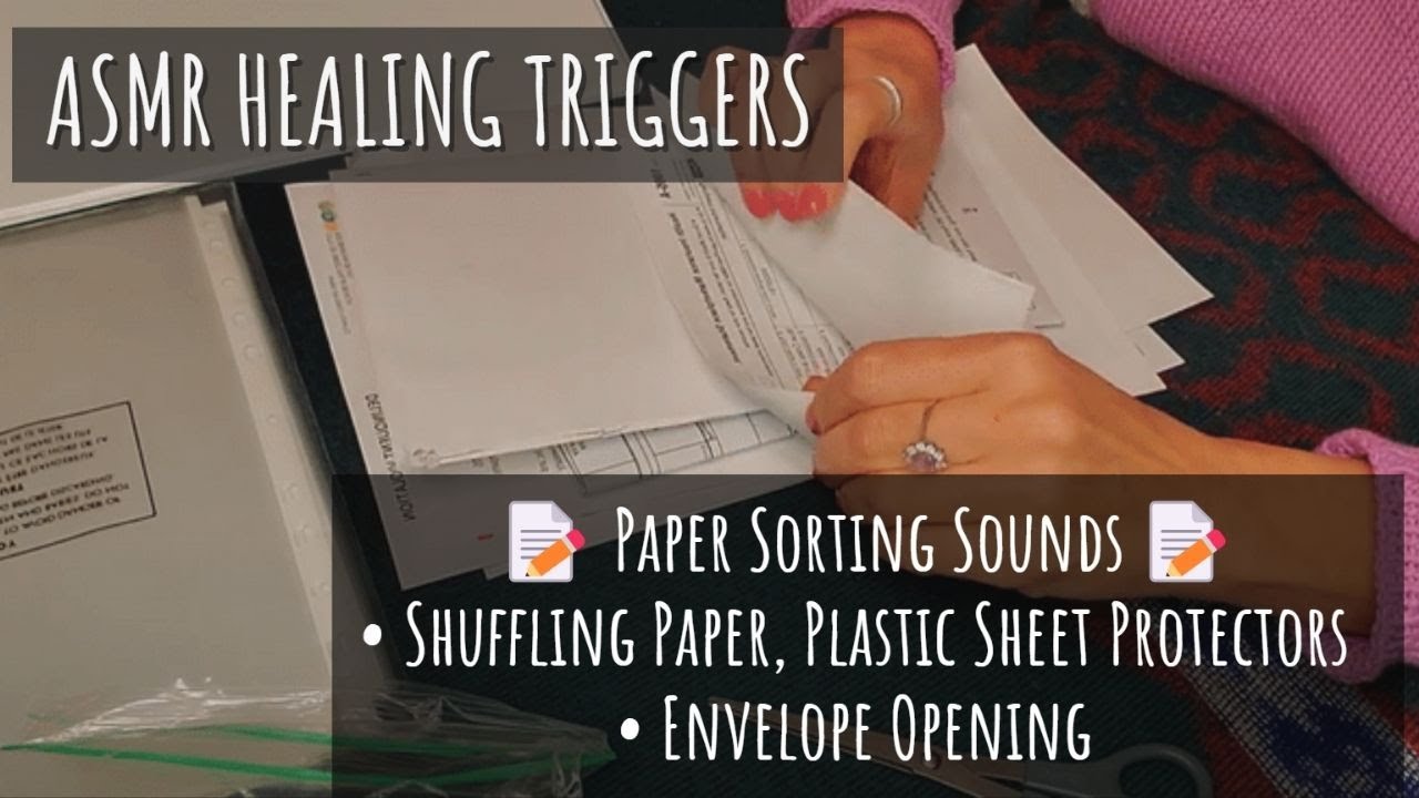 ASMR Paper Sorting Sound 📝 • Shuffling Paper, Plastic Sheet Protectors ...
