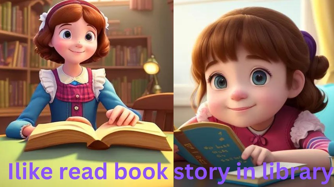 story about i like read book story in library with subtitle - YouTube