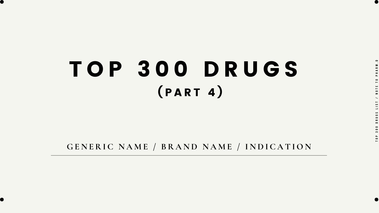 Top 300 Drugs (Part 4): Generic/Brand Name and Indication - YouTube