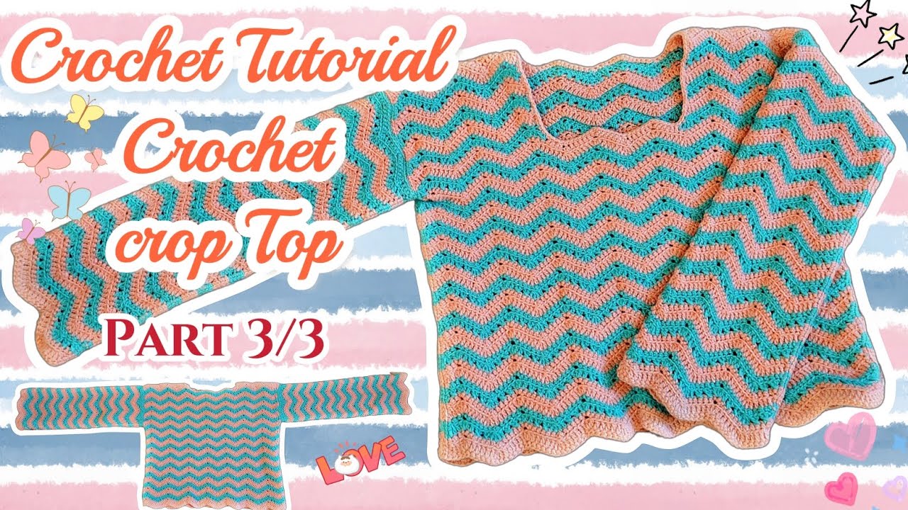 [Part 3/3] How to crochet crop top long sleeves/Crochet tutorial ...