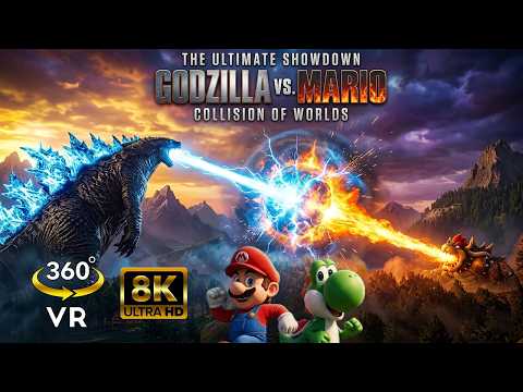 [8K] 360 VR  | The Super Mario VS Godzilla | Collision of Worlds