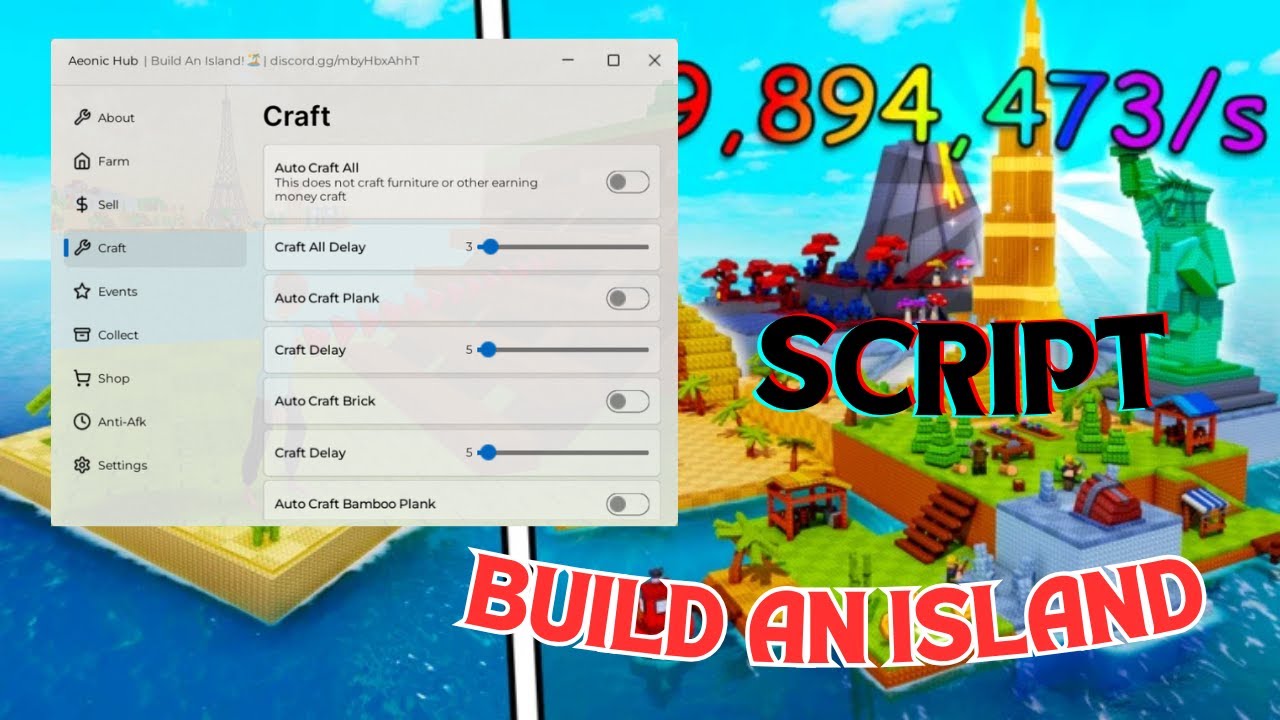 SCRIPT BUILD AN ISLAND - AUTO FARM, AUTO CRAFT, AUTO COLLECT, AUTO ...