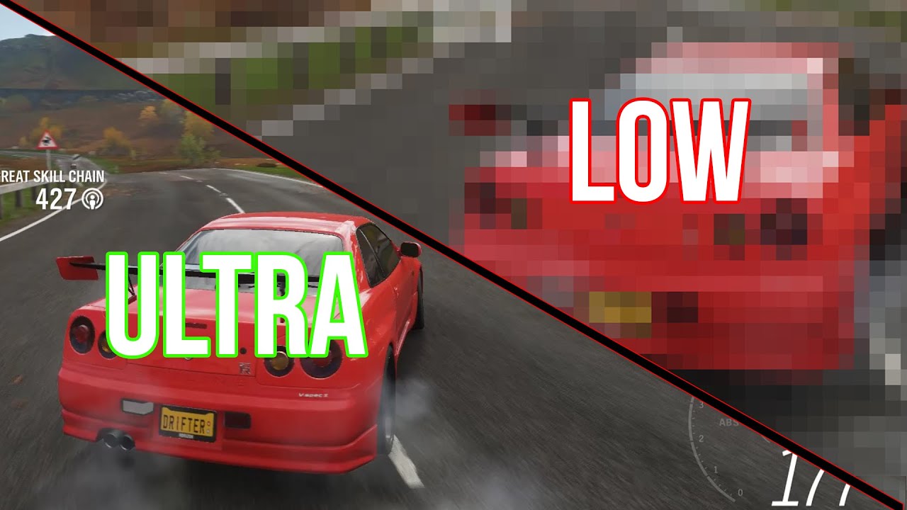Ultra VS Medium VS Low Graphics Forza Horizon 4 ( 1050 ti, Ryzen 5 2600 ...