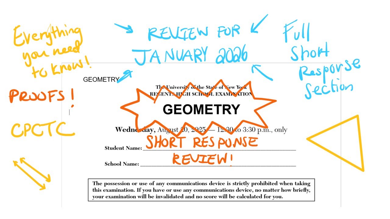 [NEW TEST] August 2025 Geometry Regents Review FULL SHORT RESPONSE ...