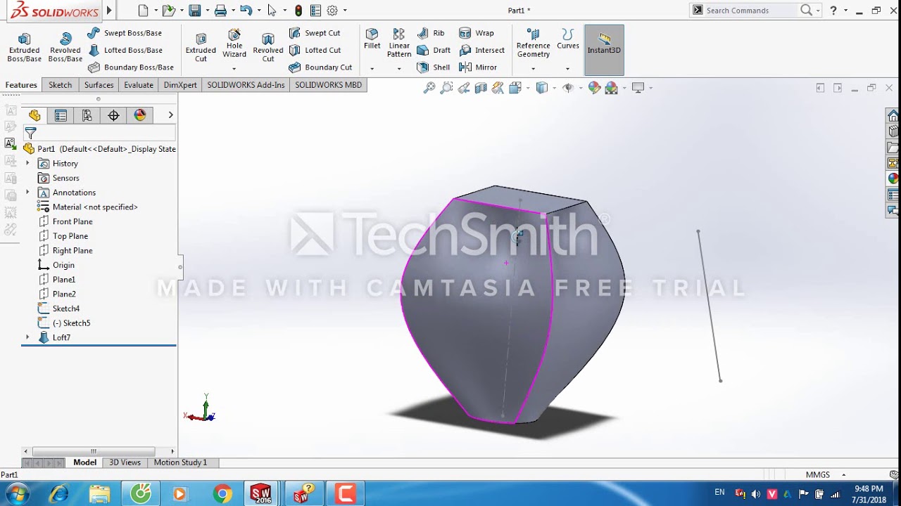Solidworks - Lofted Boss/base - 4CHaui - YouTube