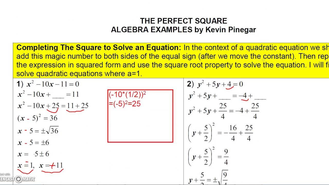 7_2 Solving Quadratic Eqautions By Completing Square - YouTube