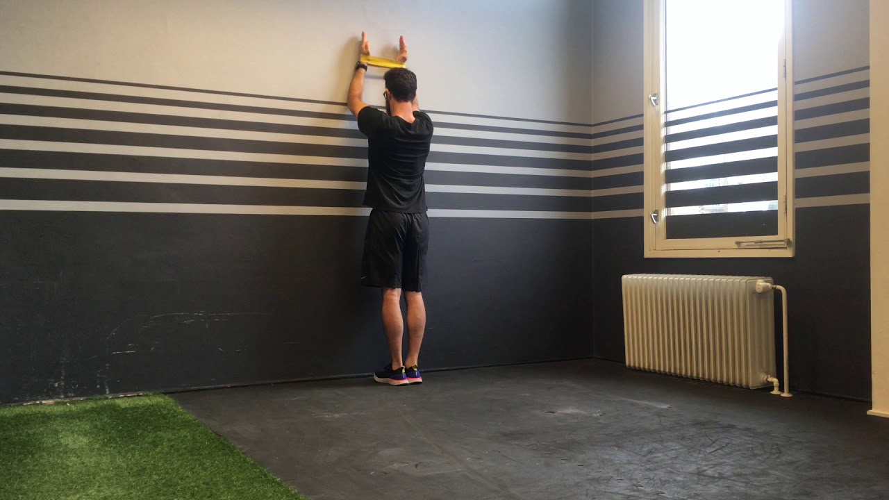 Resistance band arm wall walks - YouTube