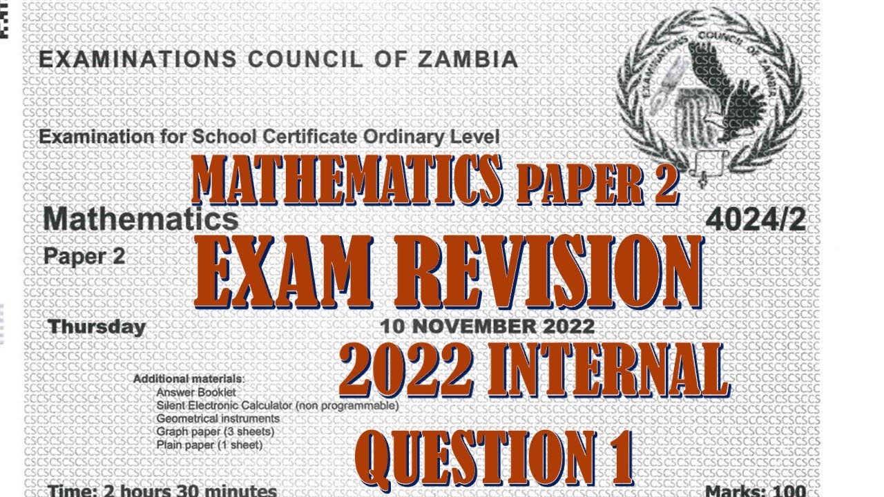 2022 MATHEMATICS PAPER 2 QUESTION 1 - YouTube