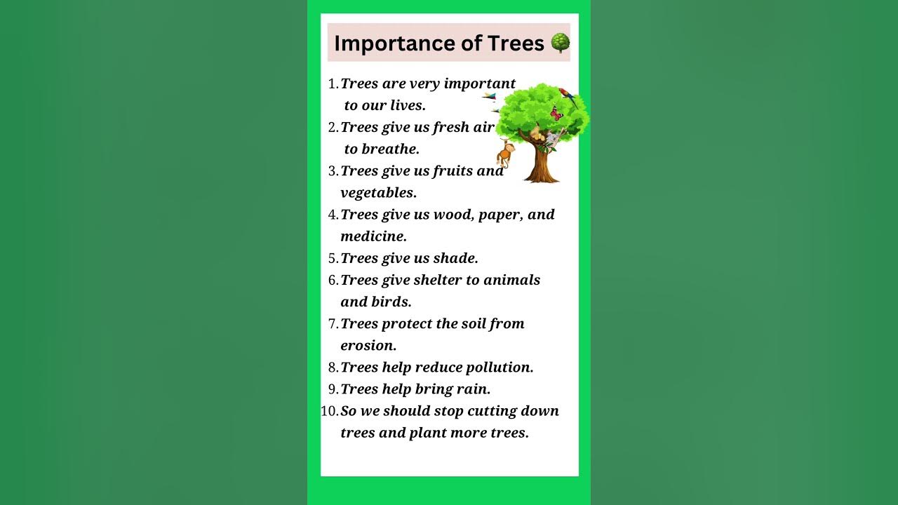 Essay on Importance of Trees, 10 lines on importance of trees in English #importanceoftrees # ...
