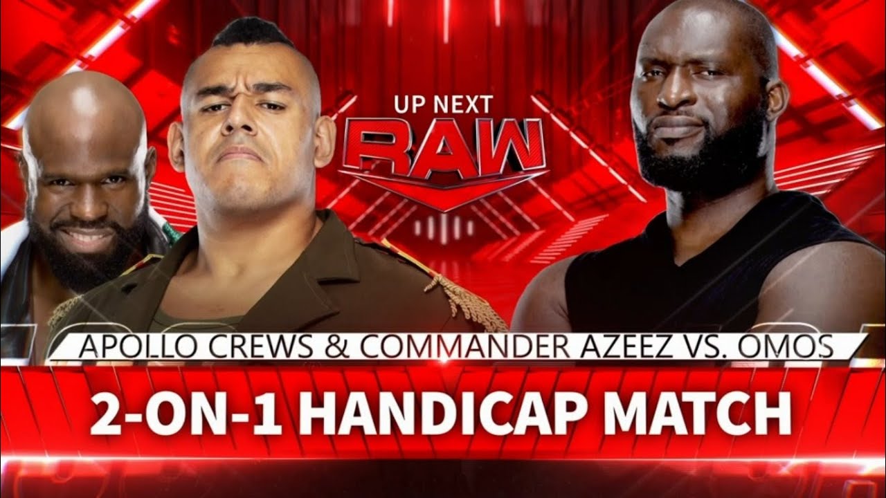 Omos Vs Apollo Crews & Commander Azeez - WWE Raw 21/03/2022 (En Español ...