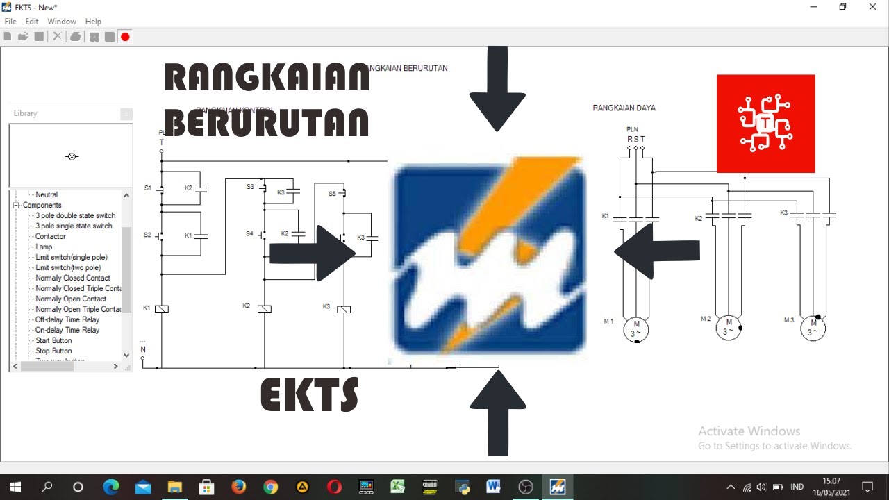 CARA MEMBUAT RANGKAIAN BERURUTAN MENGGUNAKAN SOFTWARE EKTS - YouTube