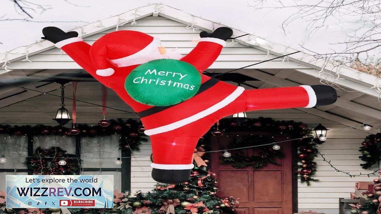 6ft Hanging Christmas Inflatables Santa Claus Decorations Built-in LED ...