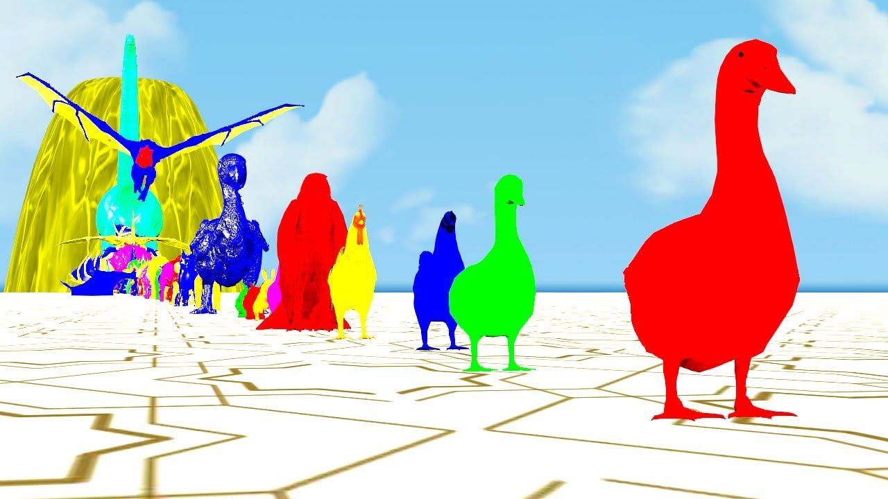 Paint Animals Gorilla Cow Lion Elephant Dinosaurs Fountain Crossing ...