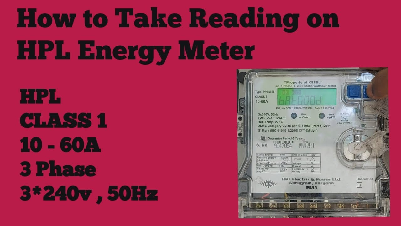 HOW TO TAKE READING ON HPL ENERGY METER - YouTube