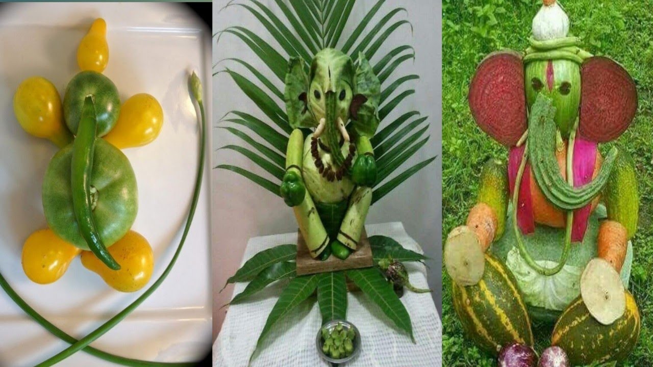 Ganesh idols with fruits and vegetables || eco friendly ganesh images ...