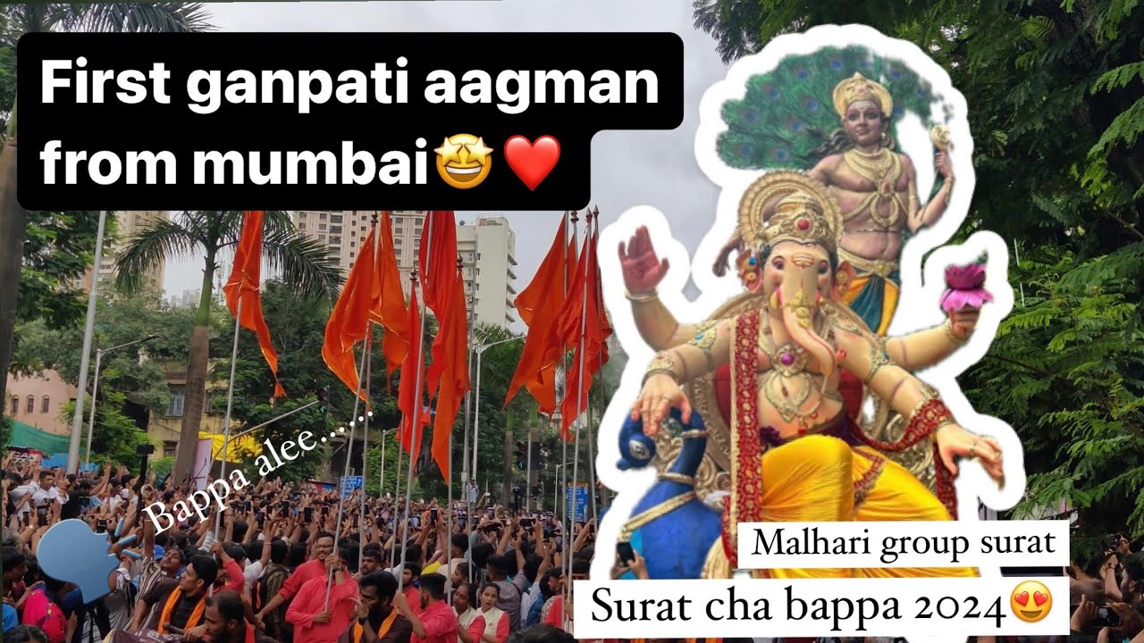 First Ganpati Aagman From Mumbai | Surat Cha Bappa 2024 | Malhari Group ...