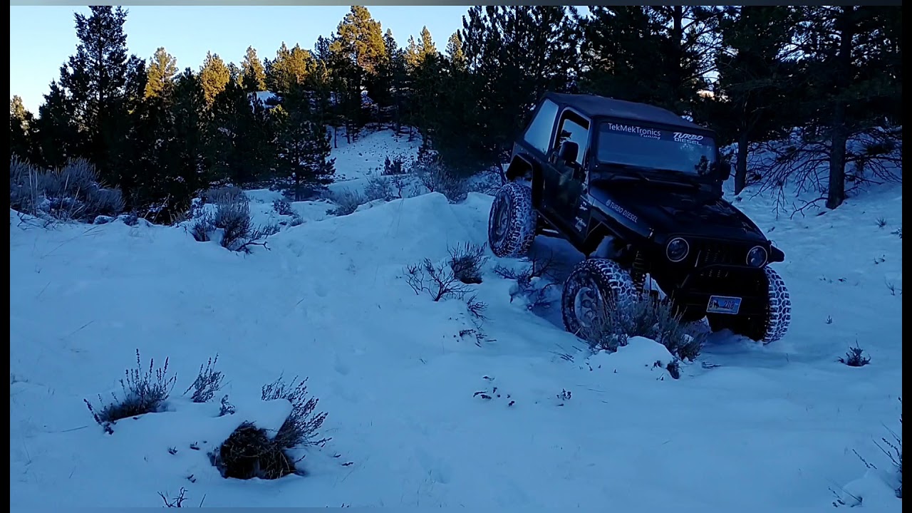 TDI TJ Diesel Jeep Wrangler playing in the snow - YouTube