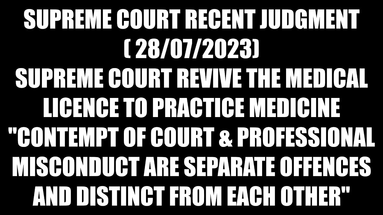 Supreme Court revive the license of doctor which was suspended by High ...