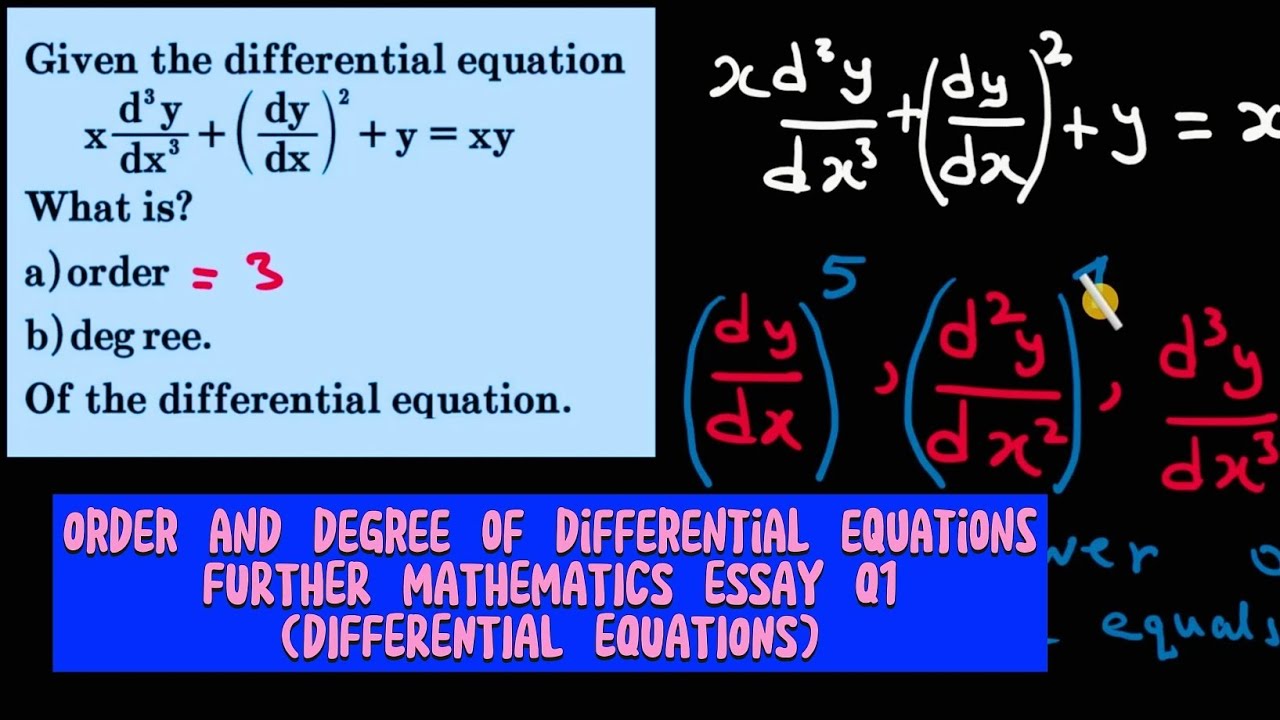 Calculus - Order and Degree of a Differential Equation (differential ...