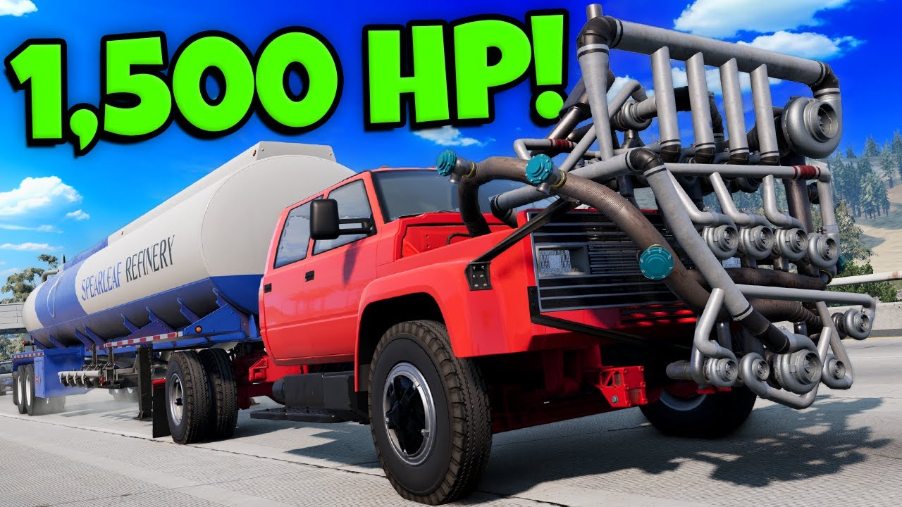 1,500HP Truck with 18 TURBOS DESTROYS the Police in BeamNG Drive Mods ...