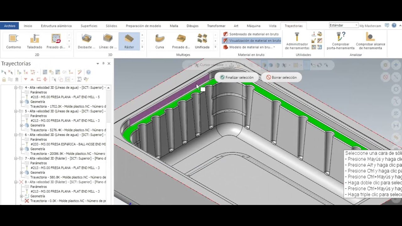 || MASTERCAM PARA PRINCIPIANTES --- ESTRATEGIAS 3D || 19. Ráster ...