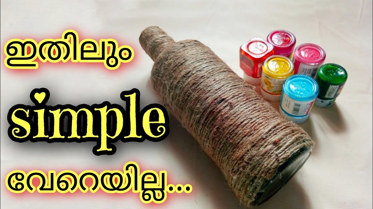 simple bottle art /jute thread craft/ home decor - YouTube
