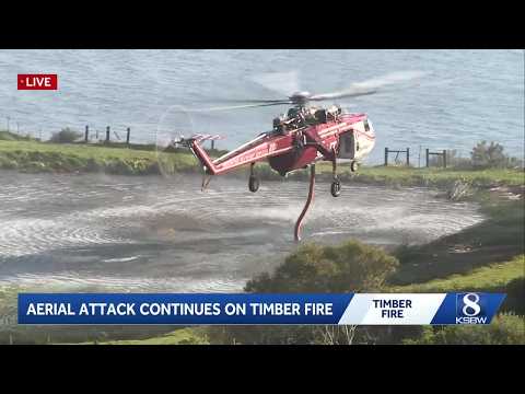 Big Sur crews and Chinook helicopter battle Timber Fire with vital ranch pond