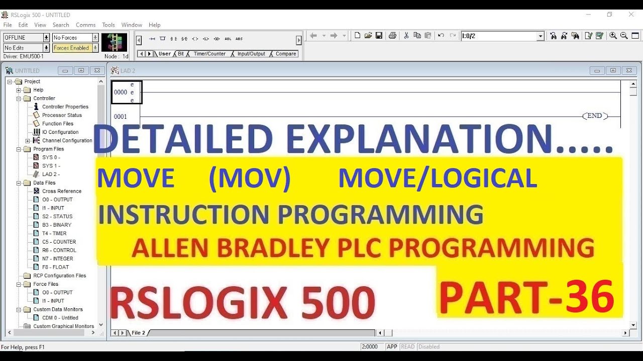 MOVE (MOV) MOVE/LOGICAL in RSLOGIX 500 Software PART-36 #ALLENBRADLEY # ...