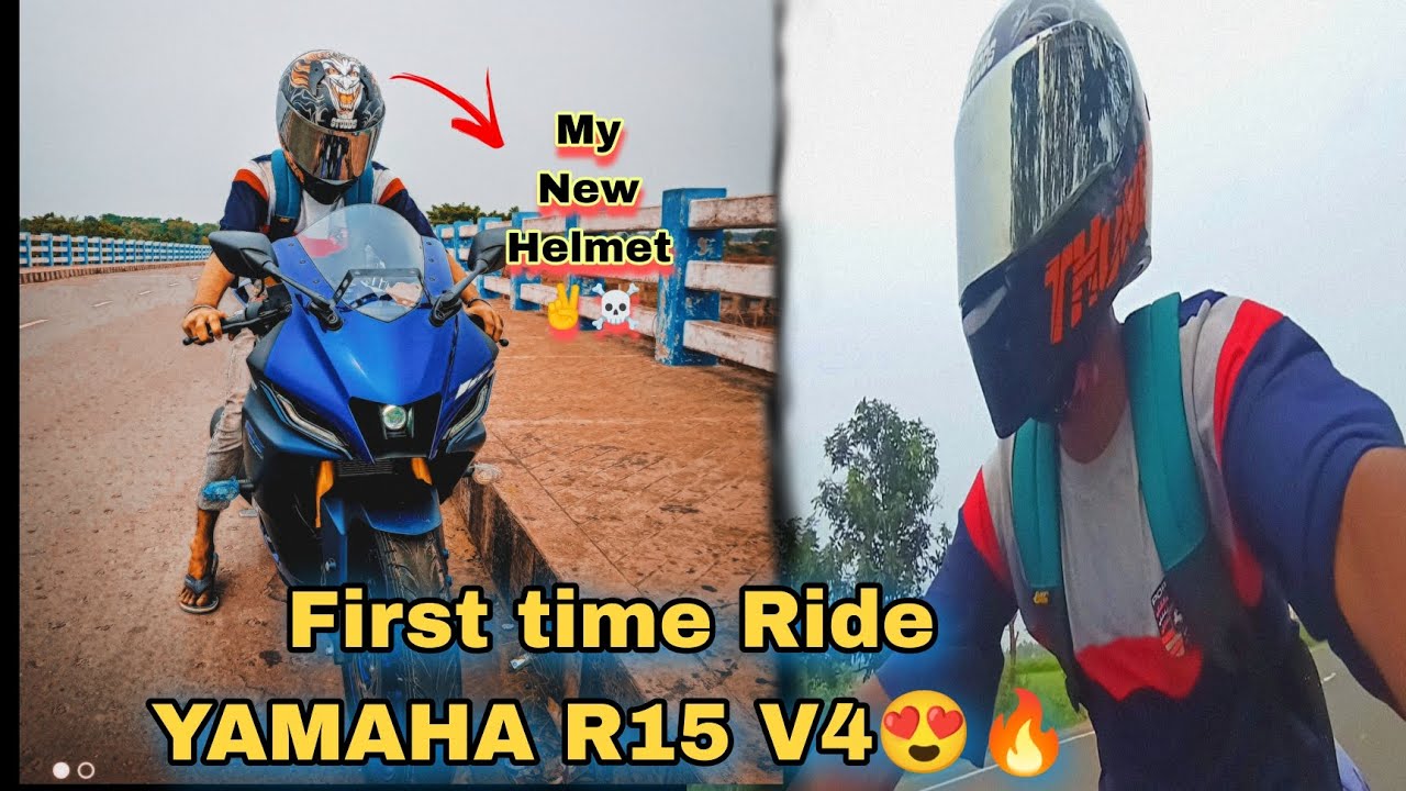 First time Ride YAMAHA R15 V4 😍🔥 || Got My New Helmet ️☠️ - YouTube