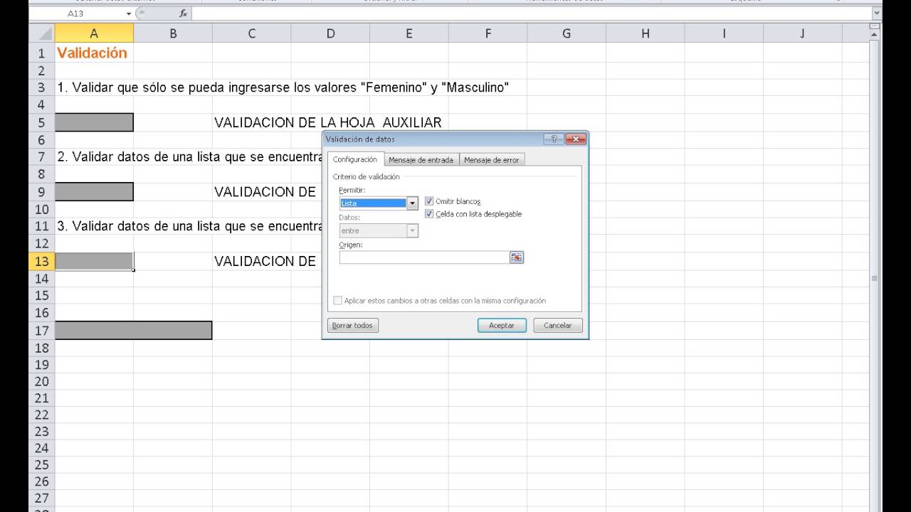 validacion de datos - YouTube