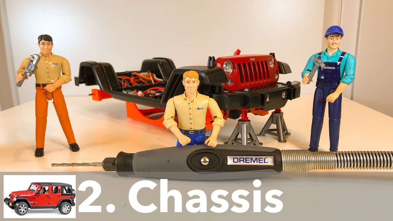 Bruder Jeep RC conversion - 2. chassis - YouTube