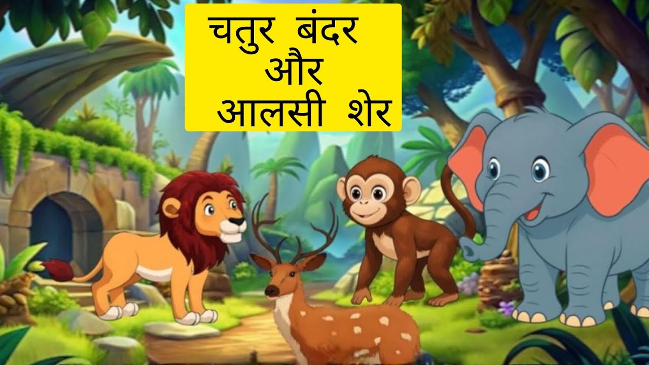 चतुर बंदर और आलसी शेर 🐒🦁 | Moral Story for Kids | Hindi Cartoon | Kinder Tales Zone - YouTube