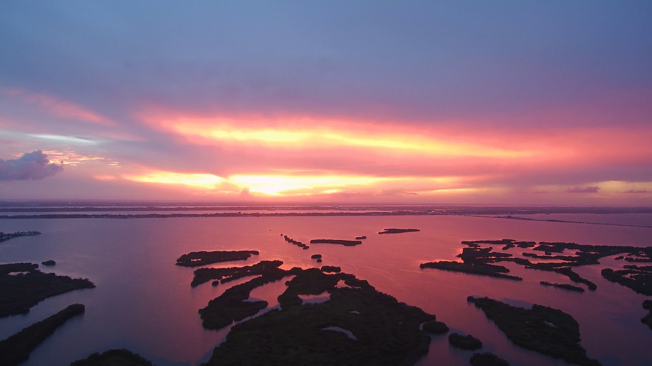 Tropical Sunset Over Banana River Lagoon Aerial Drone Video in 4k - YouTube