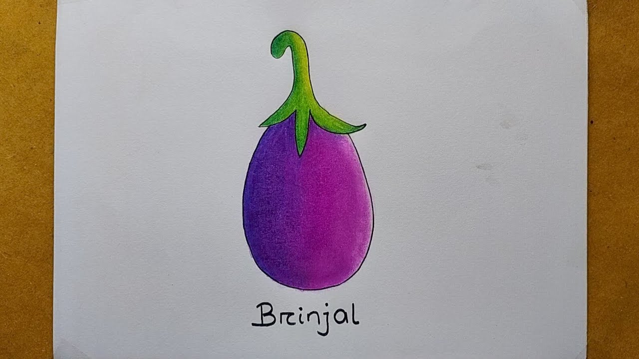 How to draw Brinjal step by step| Easy Brinjal drawing easy| Vegetable ...