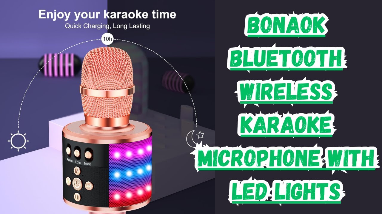BONAOK Bluetooth Wireless Karaoke Microphone with LED Lights - YouTube