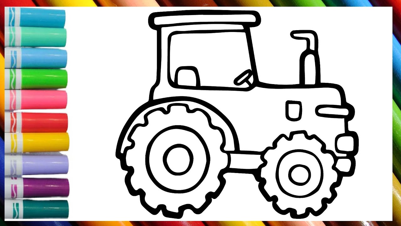 Drawing , Painting and Coloring tractor for kids and toddlers . How to ...