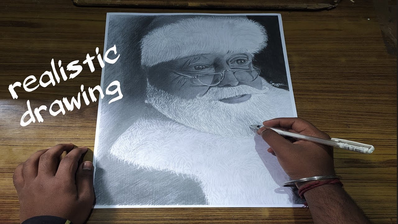 Draw realistic santa claus || how to draw realistic potrait - YouTube