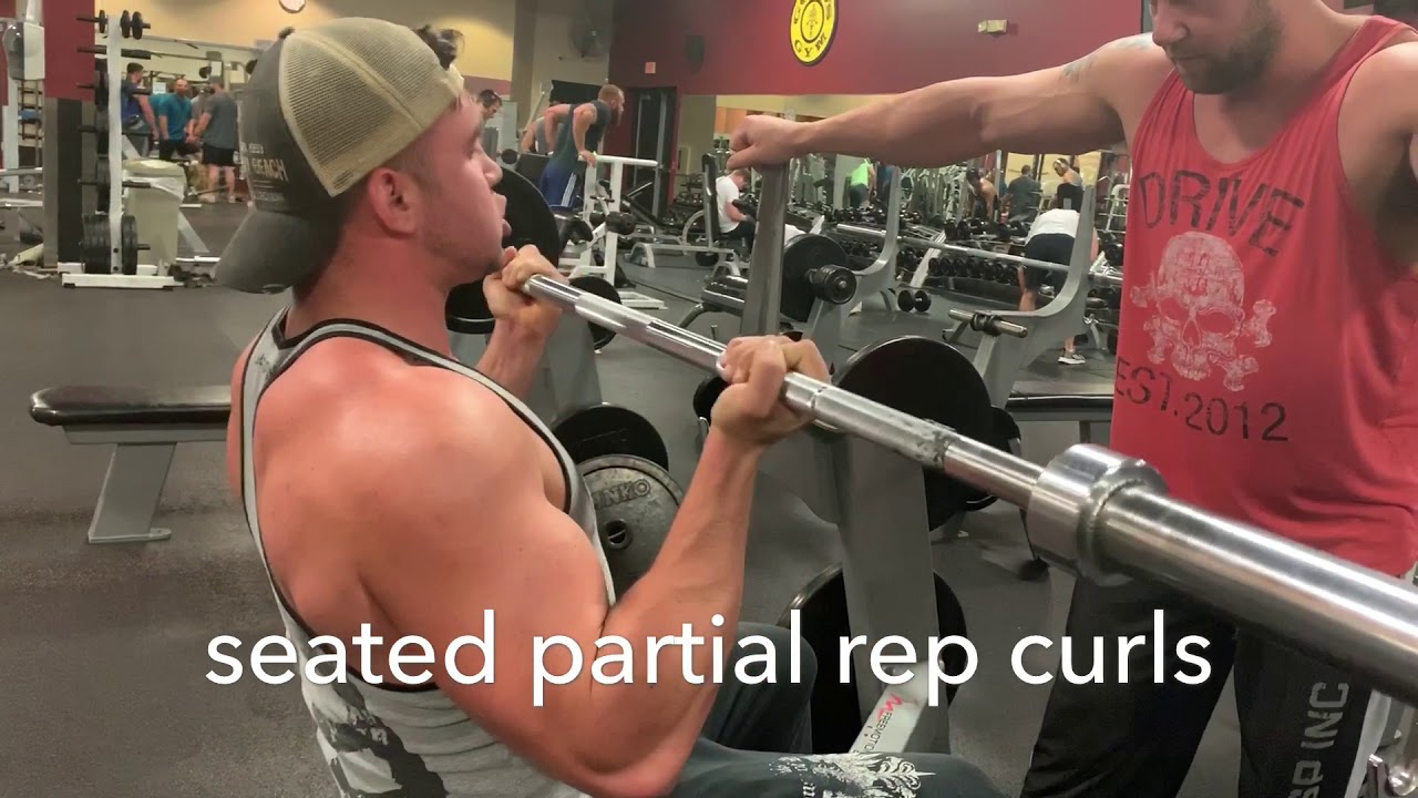 Seated Partial Rep Straight Bar Curls - YouTube