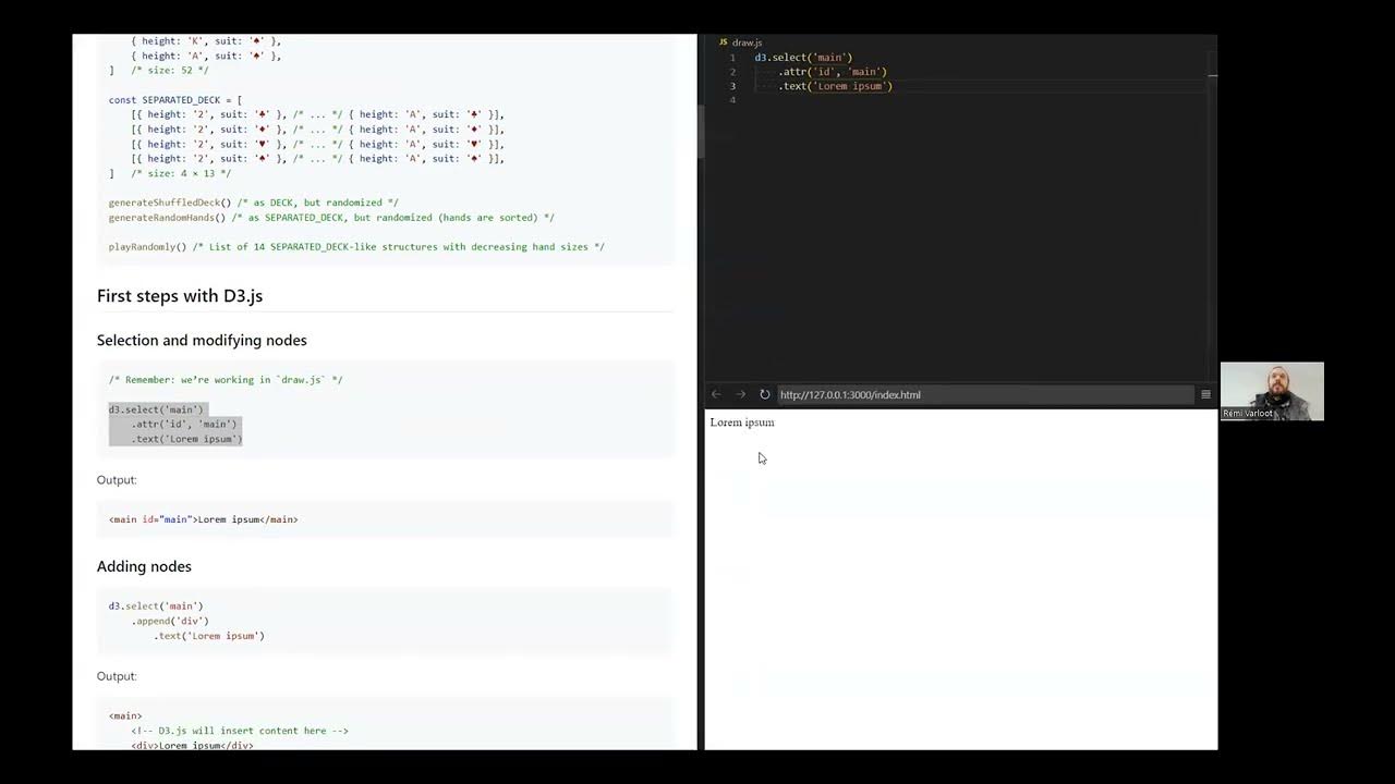 D3.js tutorial: animating a card game - YouTube