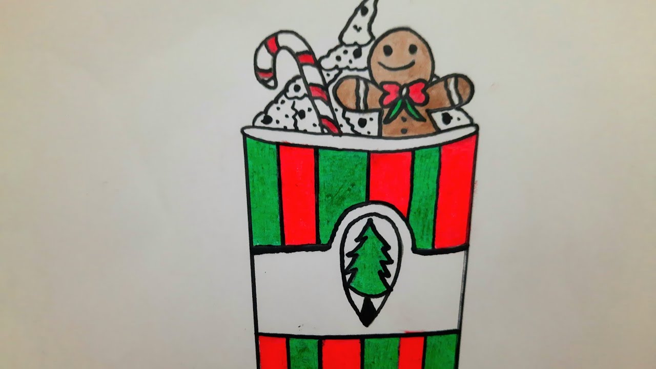 Christmas coffe mug drawing ideas || How to draw Christmas Coffe mug ...